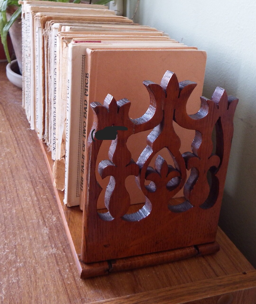 Antique Book Slide, Carved Wooden Bookends, Victorian Original Library ...
