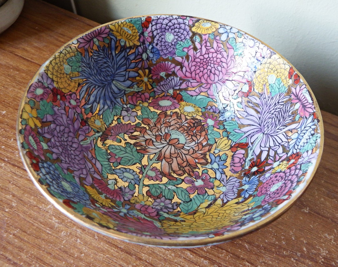 Thousand Flower Bowl, Vintage Chinese Mille Fleurs Large Bowl, Noodle ...