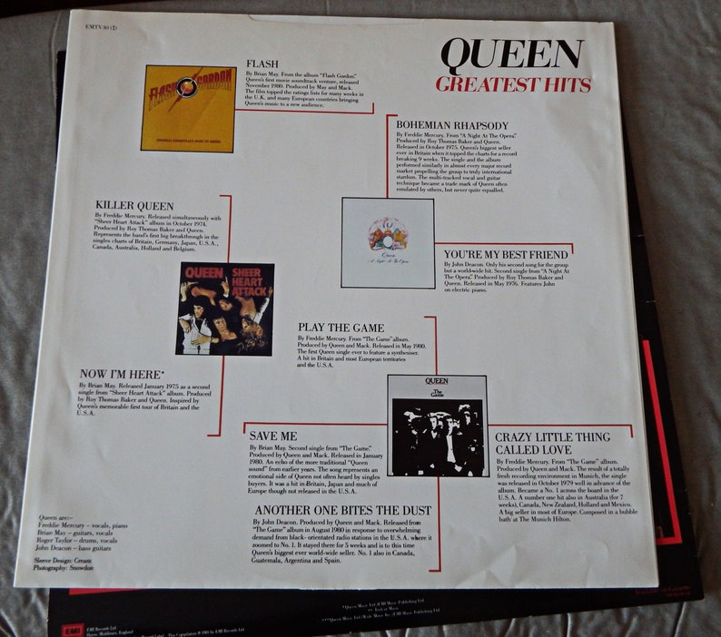 Queen Greatest Hits Vinyl Record, 1981, U.K. Vinyl LP, Original Vintage ...