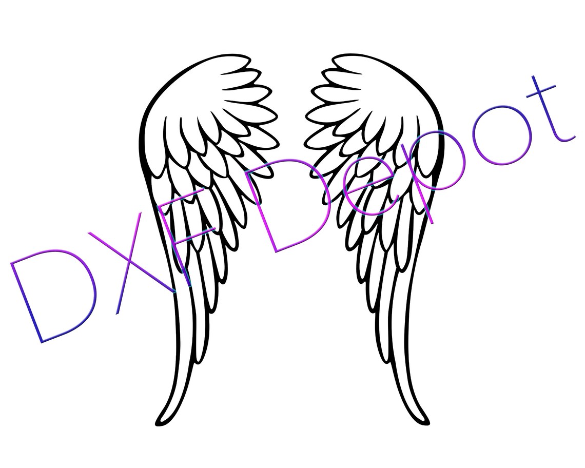 Angel Wings .dxf Format. CNC Cut File Vector Art Clip Art DXF CAD ...