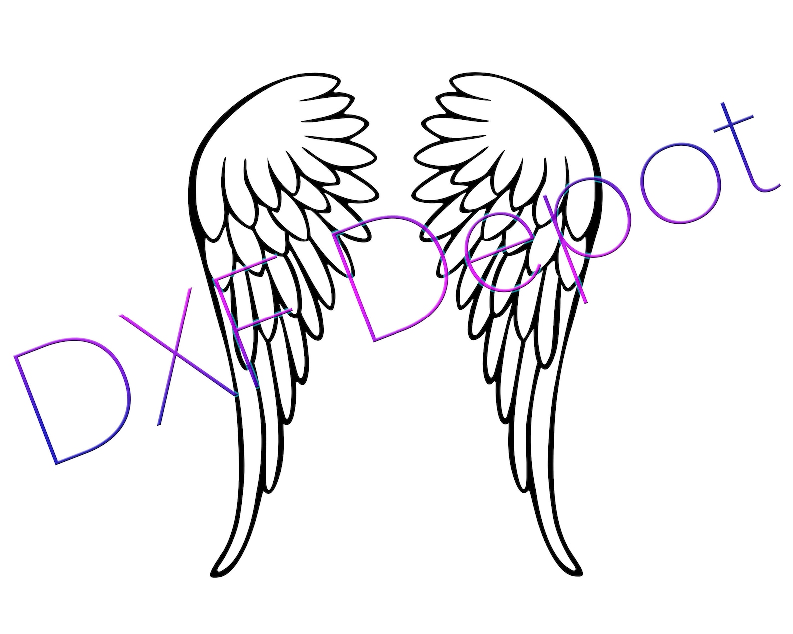 Angel Wings .dxf Format. CNC Cut File Vector Art Clip Art DXF CAD ...