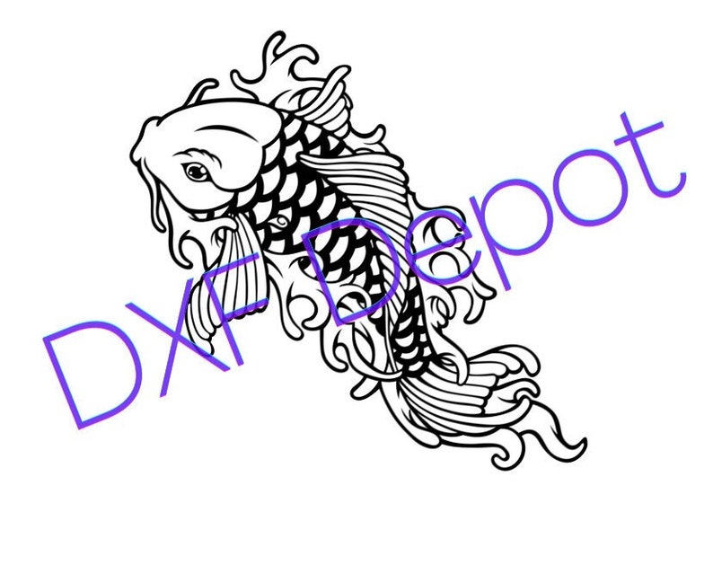 Koi Fish .dxf Format. CNC Cut File Vector Art Clip Art DXF - Etsy Hong Kong