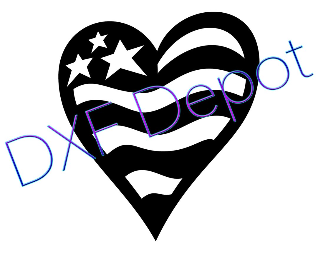Formato .dxf del corazón de la bandera americana. Archivo de corte CNC ...