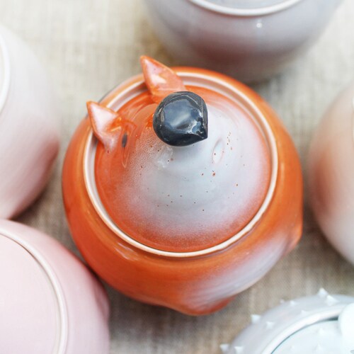 Fox Pottery Jar Ceramic Canister Lidded Sugar Bowl Storage - Etsy