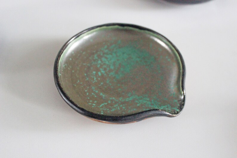 Dark Gold Ceramic Spoon Rest Antique Bronze Black and Gold | Etsy