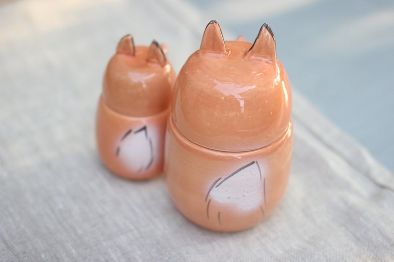 Orange Fox Jar Fox Pottery Container Handmade Sugar Bowl - Etsy