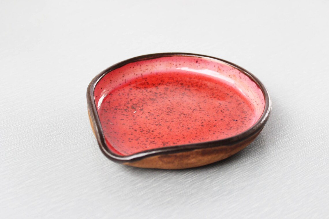 Red Polka Dot Ceramic Spoon Rest Colorful Stoneware Pottery | Etsy