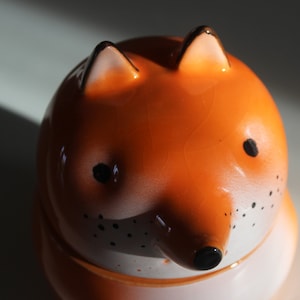Orange Fox Jar, Fox Pottery Container, Handmade Sugar Bowl With Lid ...