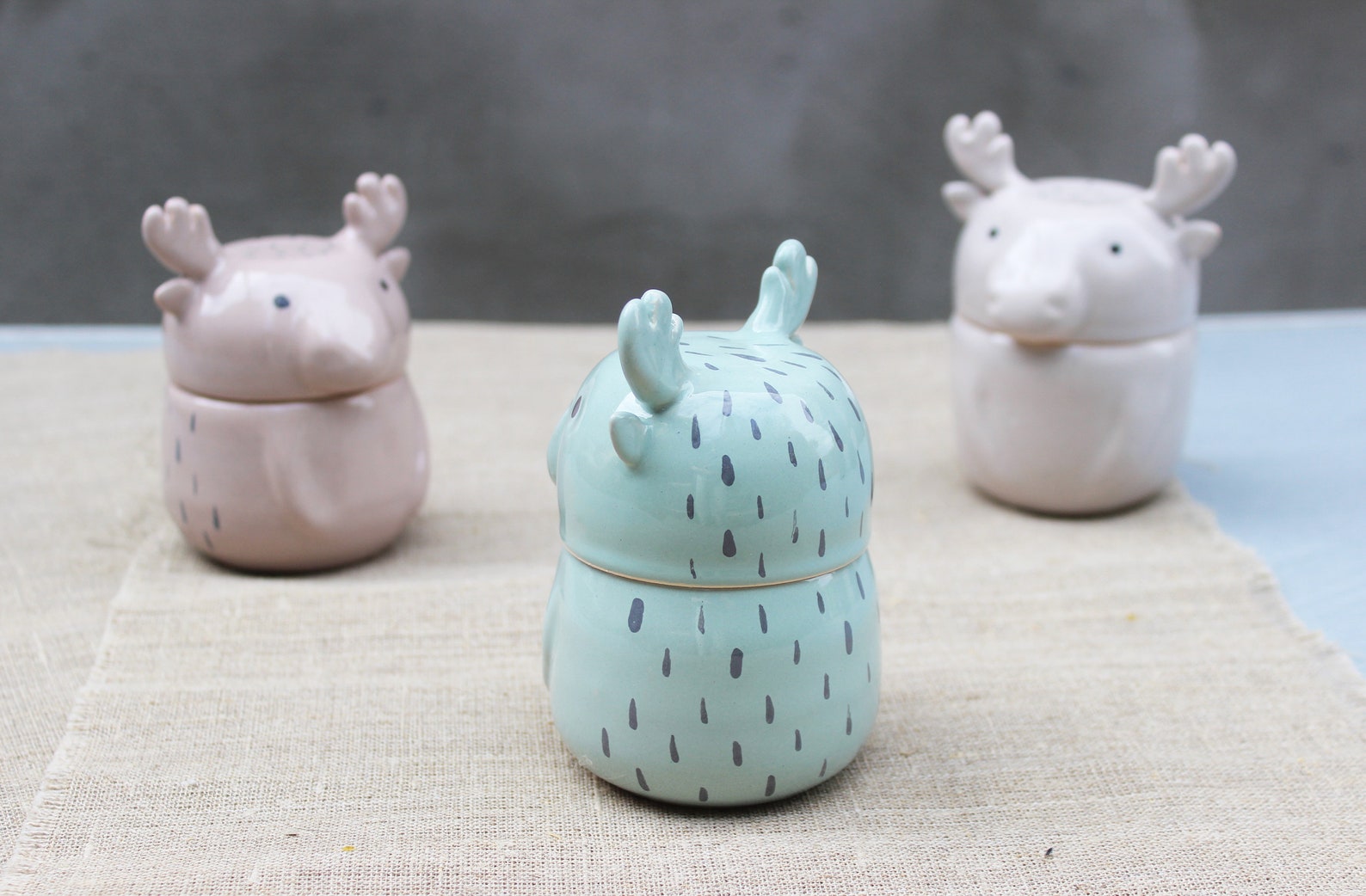 Elk Tea Coffee Container Pottery Bowl With Lid Ceramic Moose | Etsy