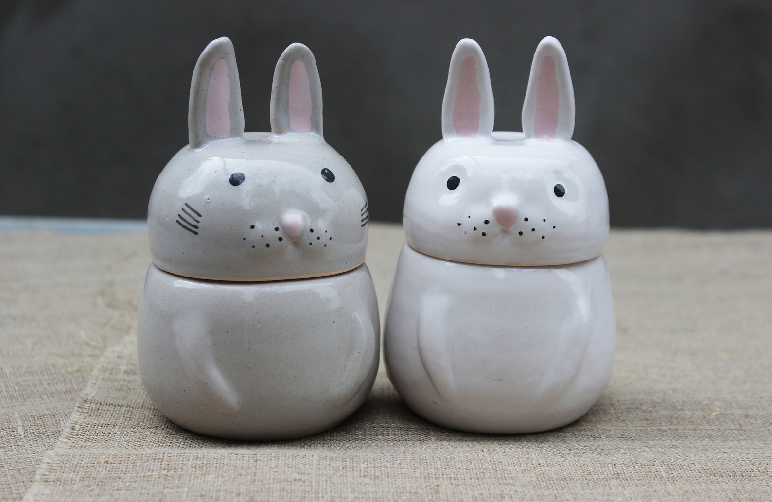 Bunny Jar With Lid, Rabbit Ceramic Container 2023, Hare Pottery Tea ...