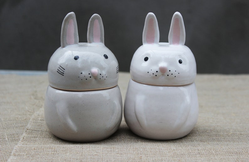 Bunny Jar With Lid Rabbit Ceramic Container 2023 Hare - Etsy Sweden