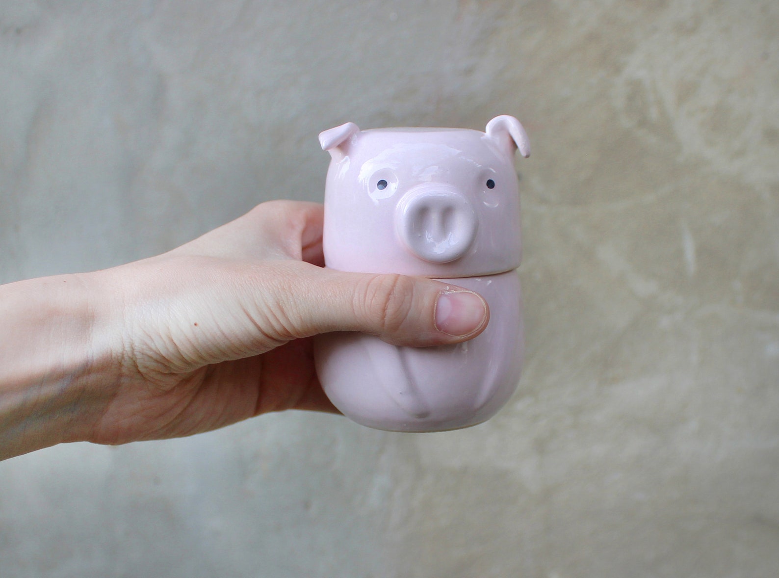 Pig Storage Jar With Lid Large and Small Pottery Canister | Etsy