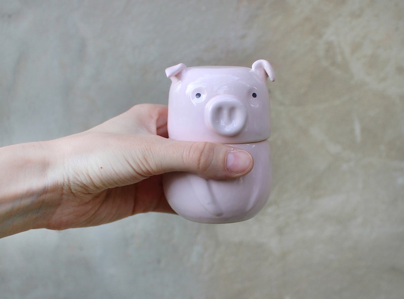Pig Storage Jar With Lid Large and Small Pottery Canister - Etsy Sweden