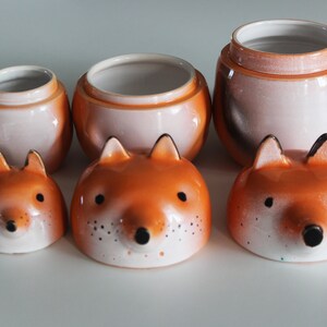 Orange Fox Jar, Fox Pottery Container, Handmade Sugar Bowl With Lid ...