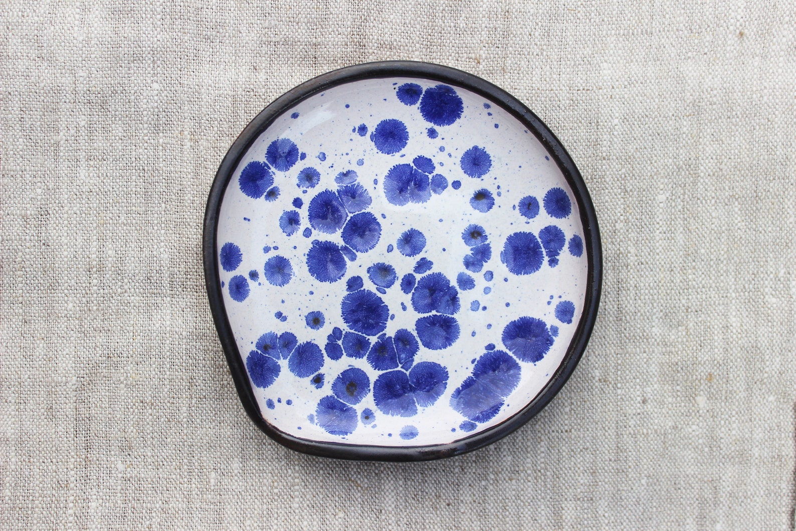 Blue Flowers Spoon Rest, Unique Ceramic Spoon Holder, White Pottery ...