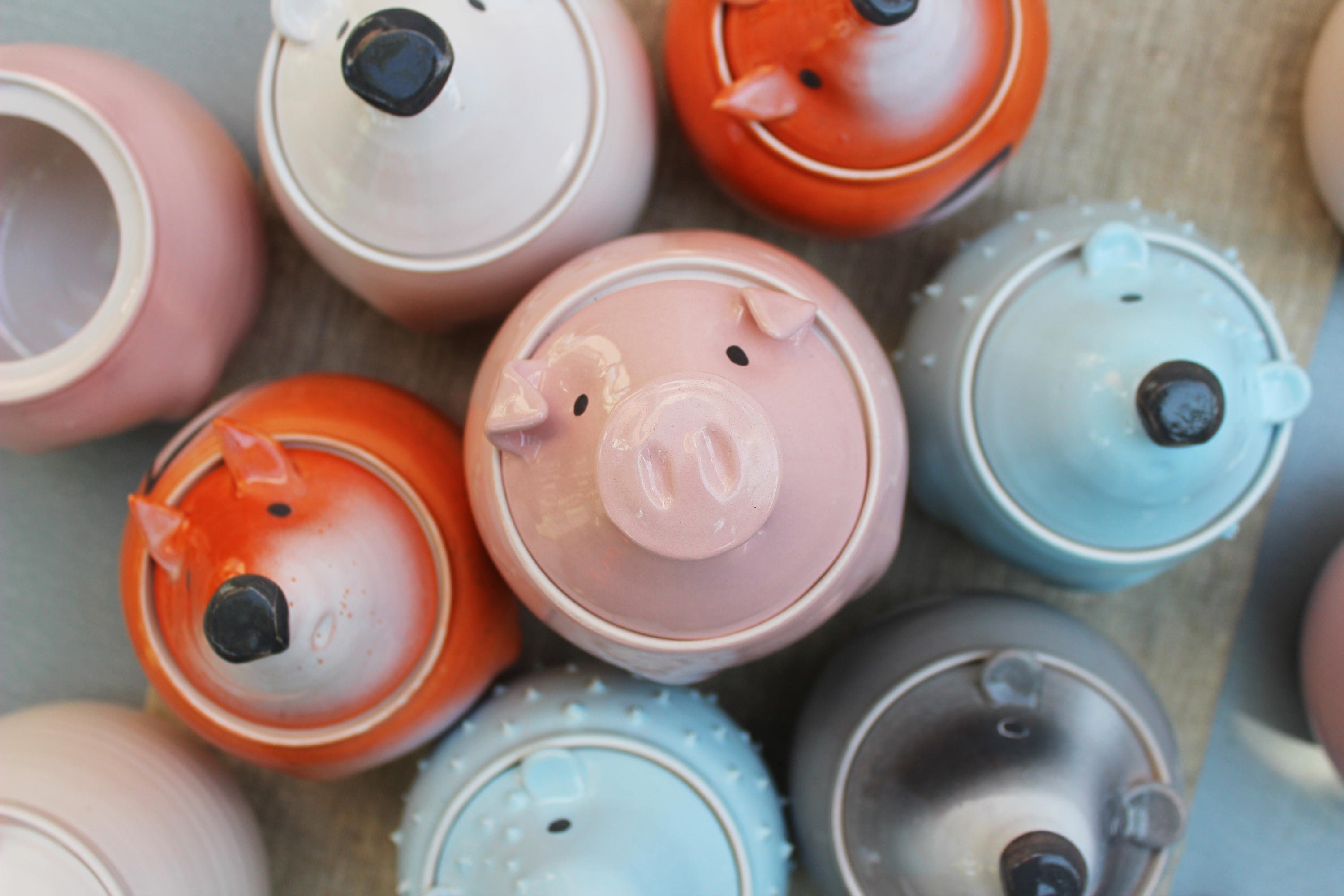 Pink Pig Cookie Jar Storage Bowl With Lid Ceramic Pigs - Etsy UK