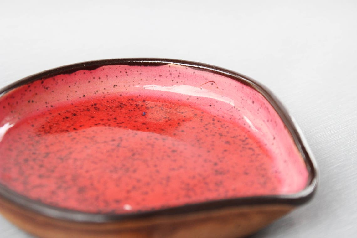 Red Polka Dot Ceramic Spoon Rest Colorful Stoneware Pottery | Etsy