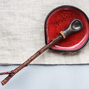 Red Polka Dot Ceramic Spoon Rest Colorful Stoneware Pottery | Etsy