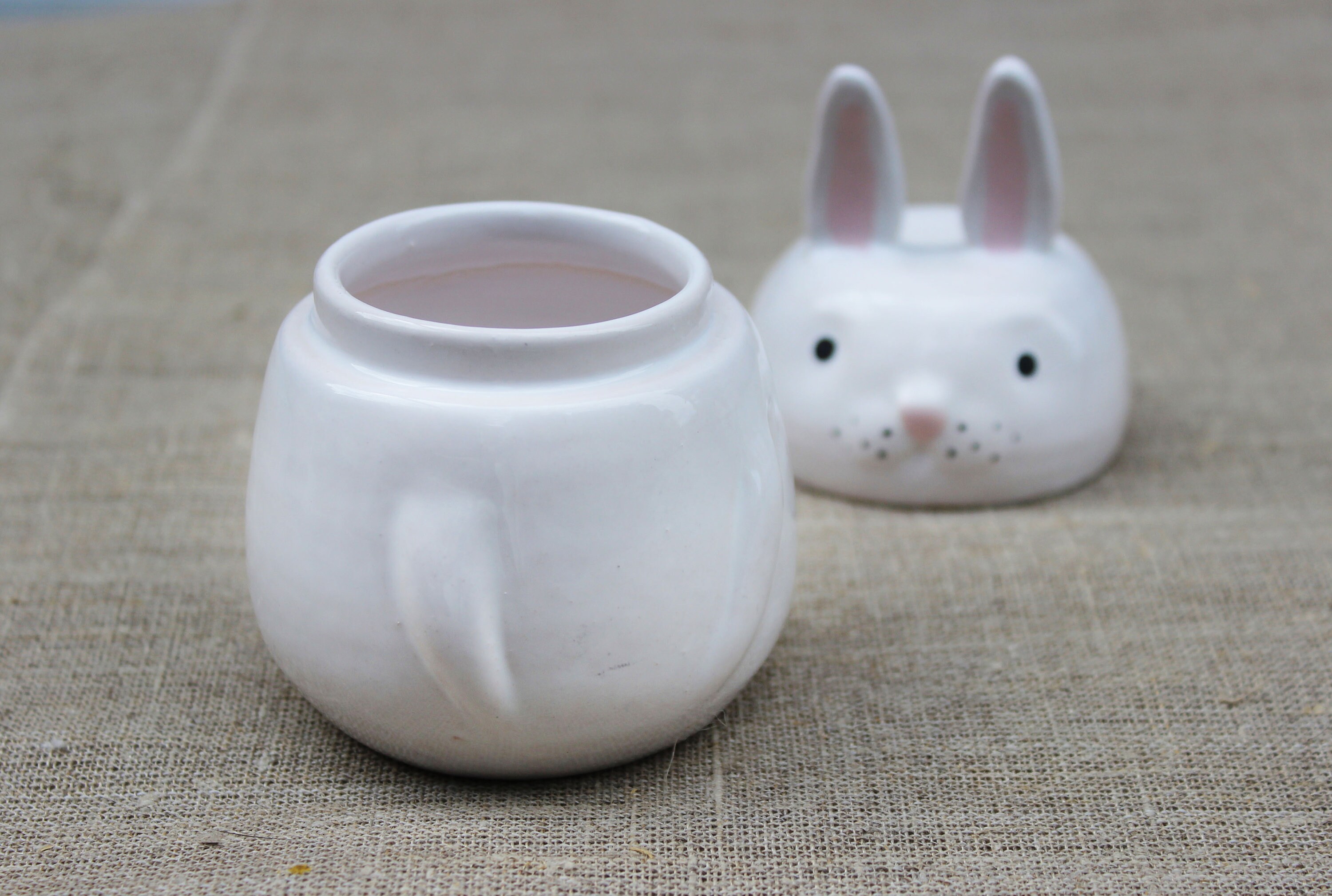 Bunny Jar With Lid Rabbit Ceramic Container Hare Pottery Tea | Etsy UK