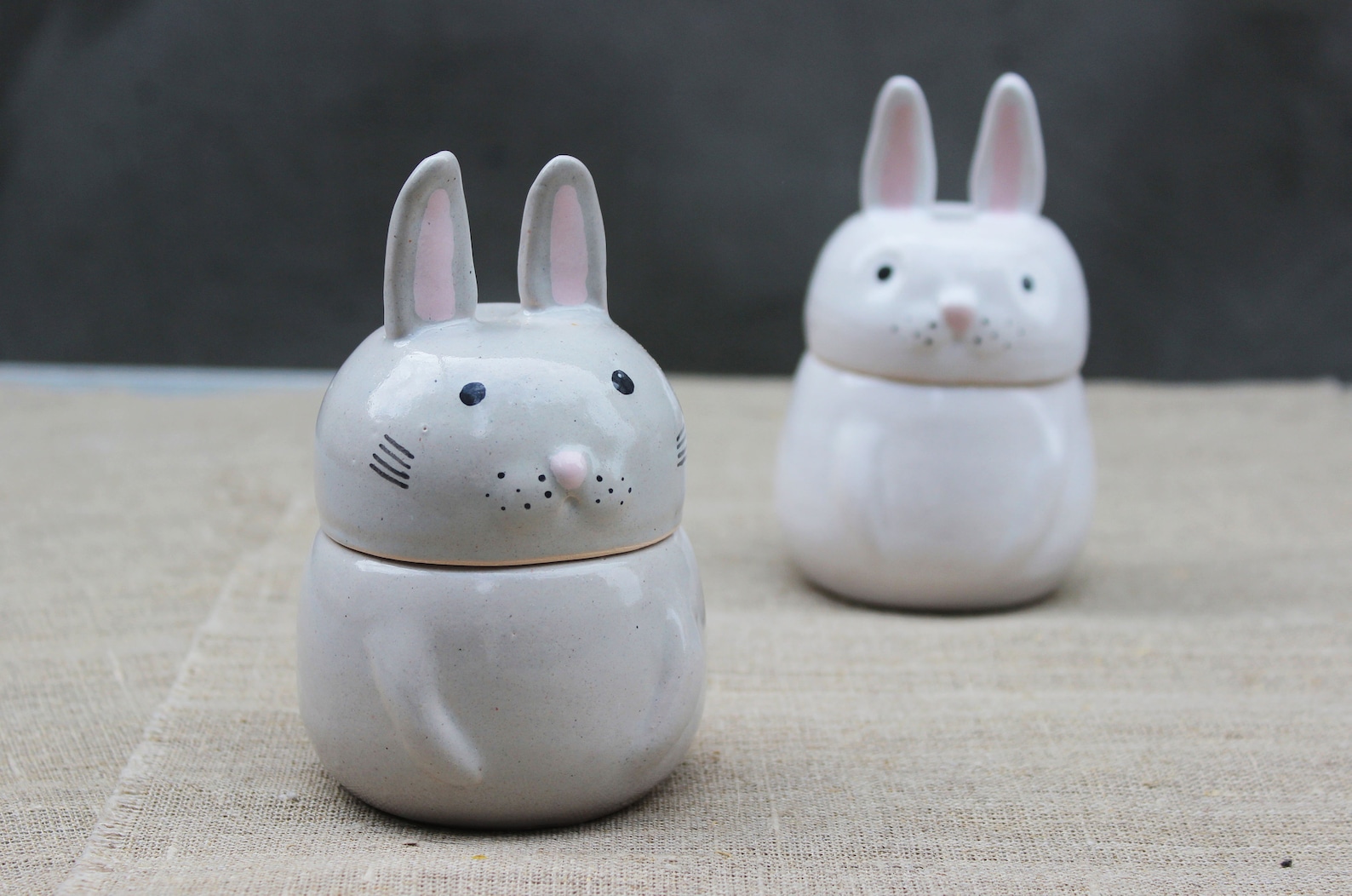 Bunny Jar With Lid Rabbit Ceramic Container Hare Pottery Tea | Etsy