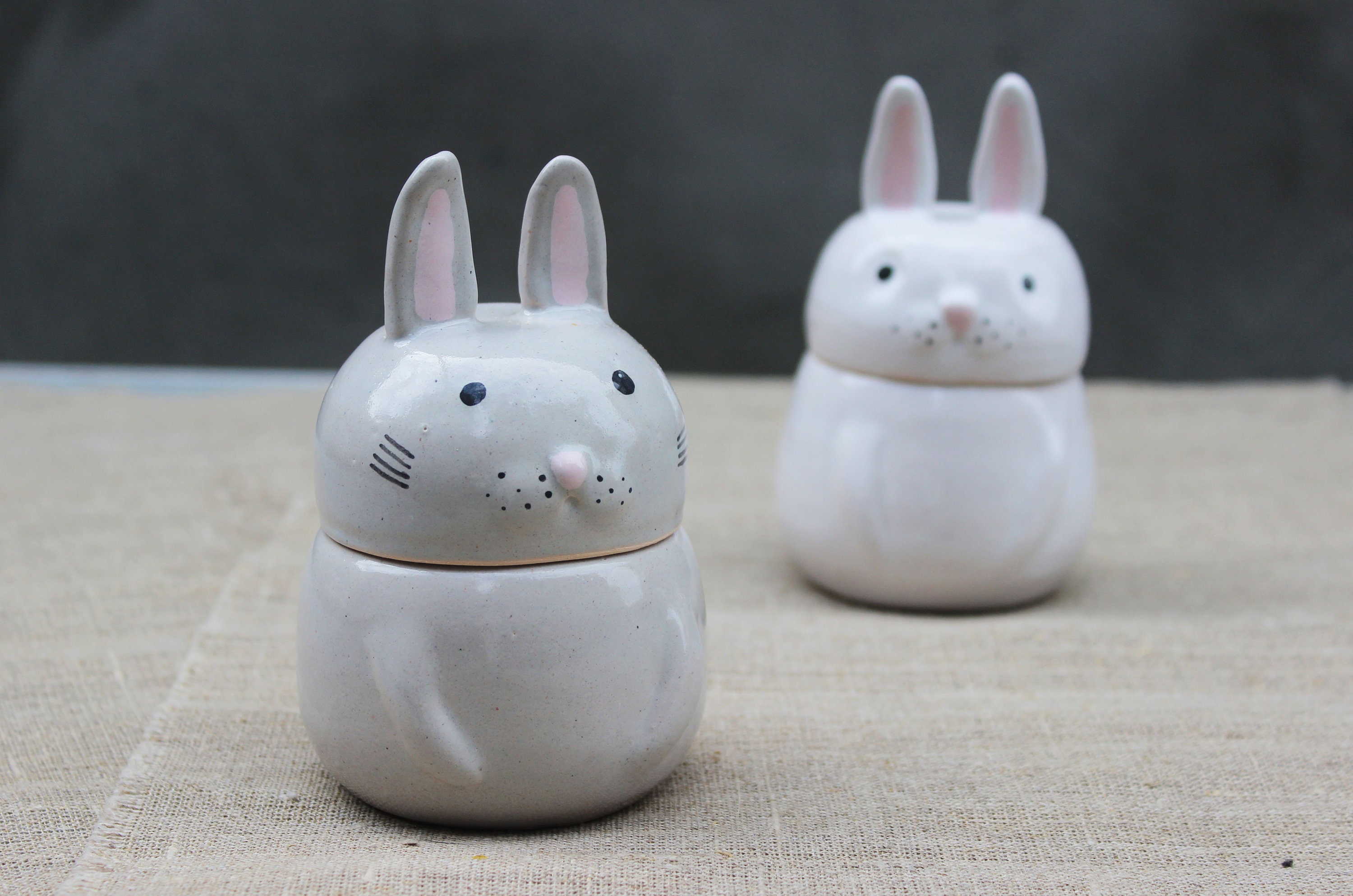 Bunny Jar With Lid Rabbit Ceramic Container Hare Pottery Tea | Etsy UK