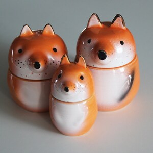 Orange Fox Jar, Fox Pottery Container, Handmade Sugar Bowl With Lid ...