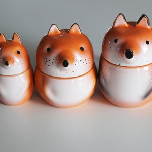 Orange Fox Jar, Fox Pottery Container, Handmade Sugar Bowl With Lid ...