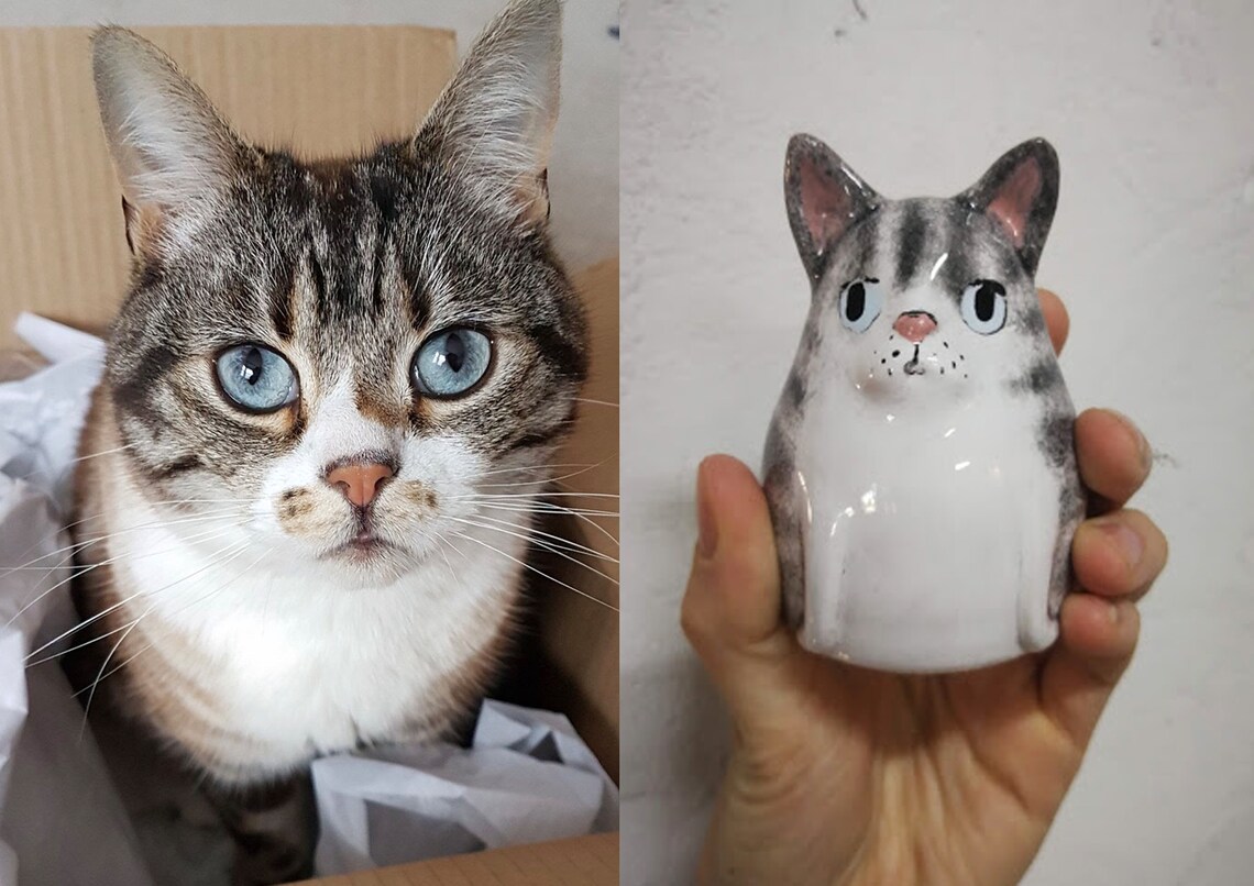 Personalized Cat Portrait From Photo Custom Pets Painting | Etsy