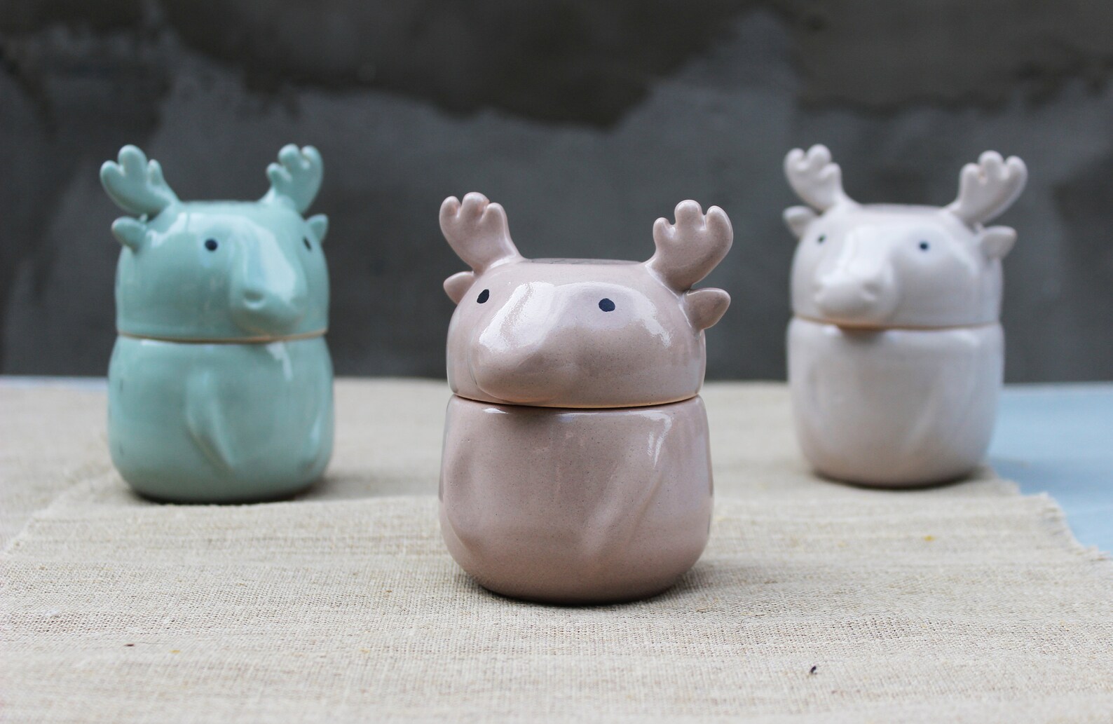 Elk Tea Coffee Container Pottery Bowl With Lid Ceramic Moose | Etsy