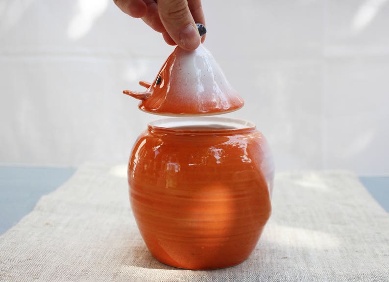 Fox Pottery Jar Ceramic Canister Lidded Sugar Bowl Storage | Etsy