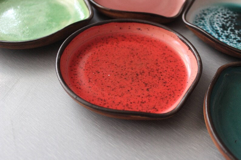 Red Polka Dot Ceramic Spoon Rest Colorful Stoneware Pottery | Etsy