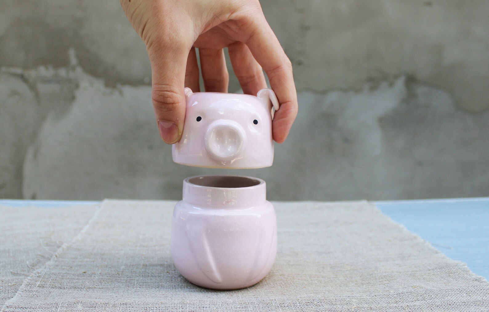 Pig Storage Jar With Lid Large and Small Pottery Canister | Etsy