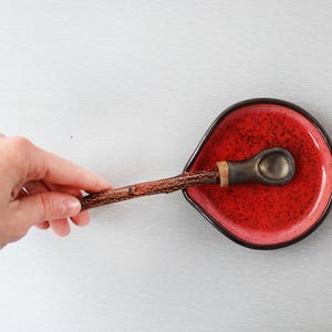 Red Polka Dot Ceramic Spoon Rest Colorful Stoneware Pottery | Etsy