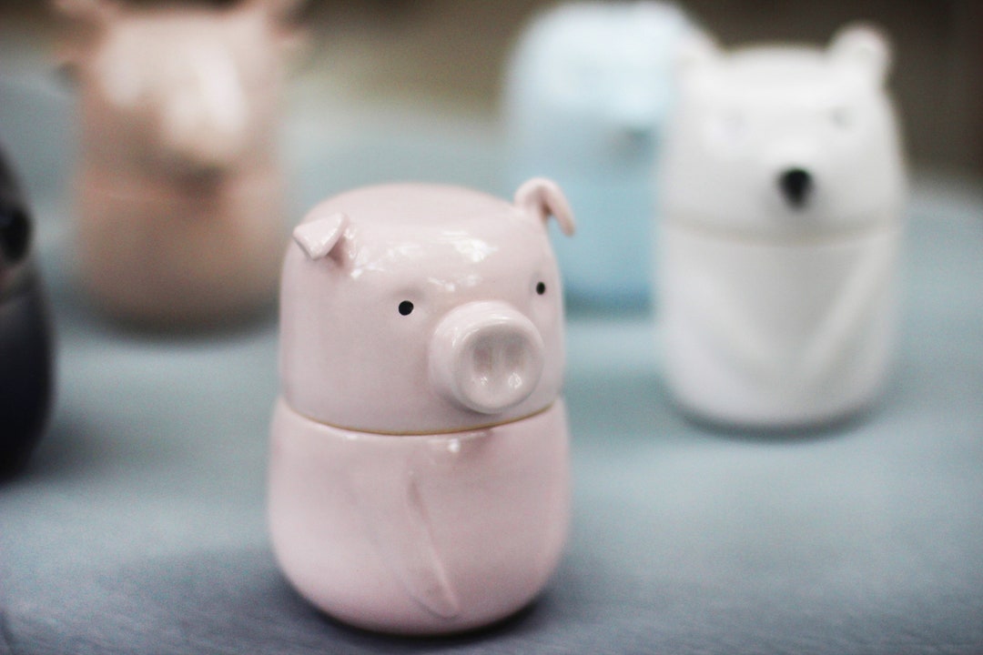 Pig Storage Jar With Lid, Large and Small Pottery Canister, Coffee Tea ...