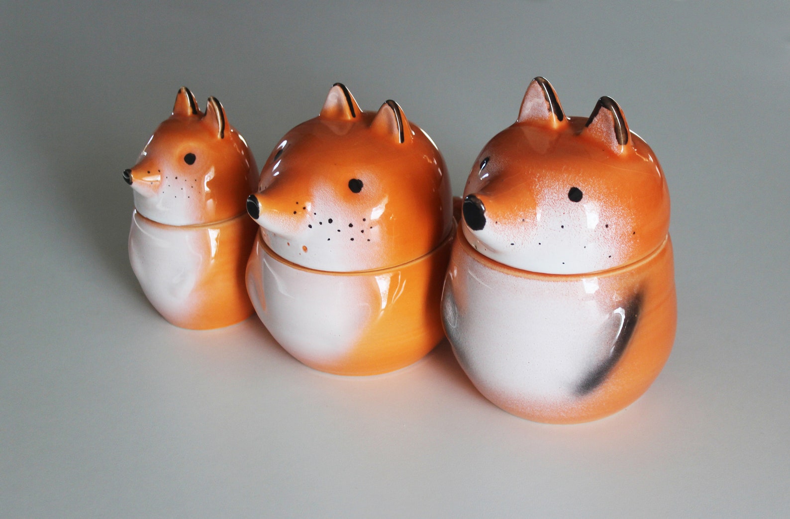 Orange Fox Jar Fox Pottery Container Handmade Sugar Bowl - Etsy