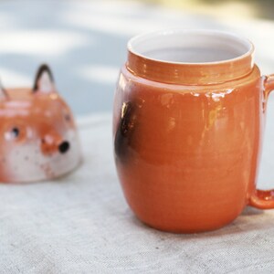 Orange Fox Jar, Fox Pottery Container, Handmade Sugar Bowl With Lid ...