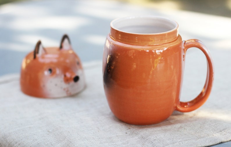 Orange Fox Jar Fox Pottery Container Handmade Sugar Bowl - Etsy