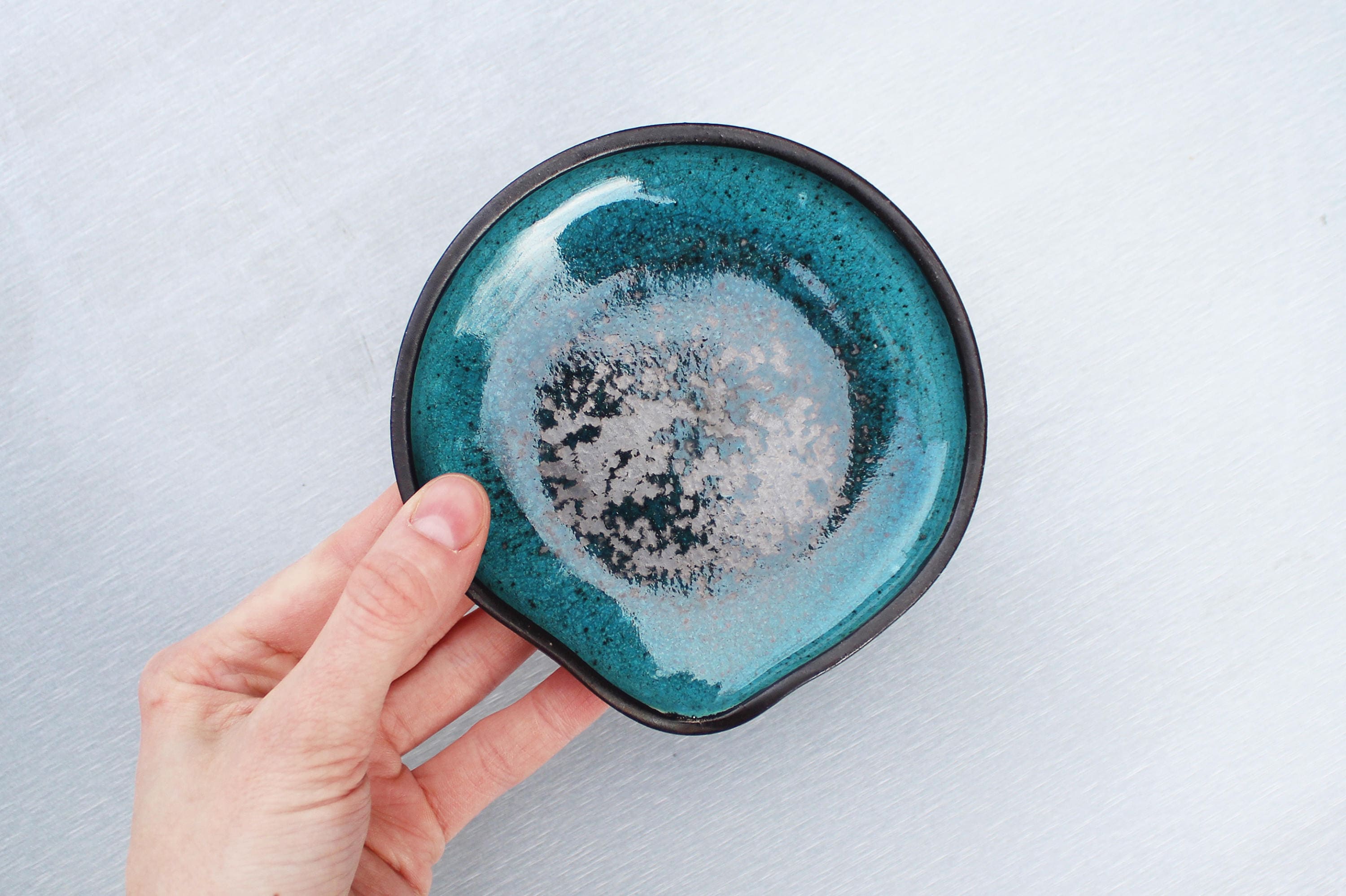 Turquoise and Black Spoon Rest Pottery Ceramic Ladle Rest | Etsy