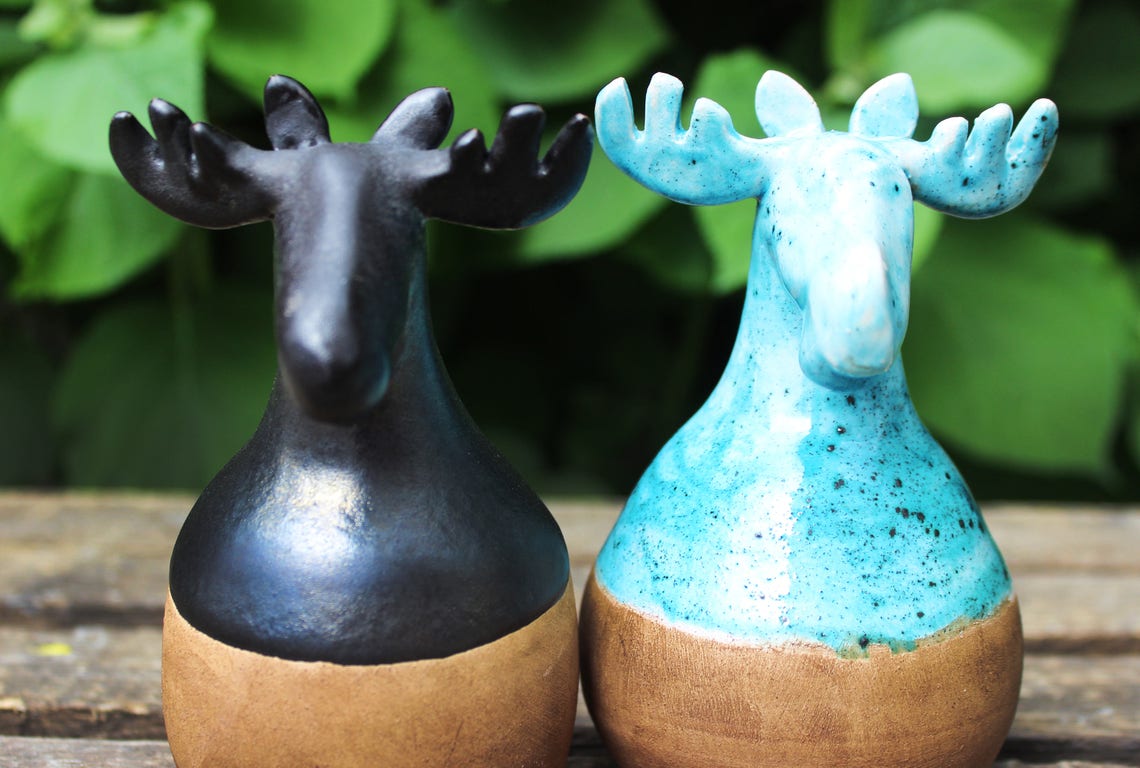 Elk Ceramic Figurine Small Moose Sculpture Stoneware Pottery | Etsy