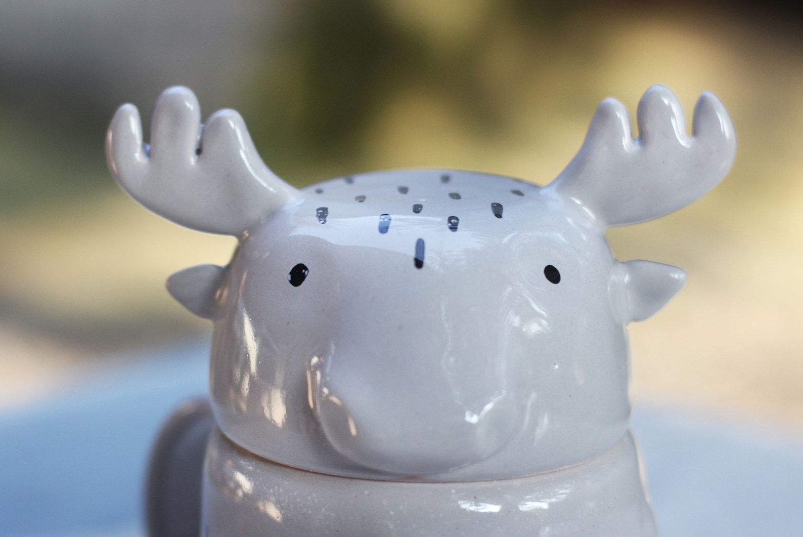 Elk Large Lidded Mug Gray Moose Pottery Coffee Mug With Lid - Etsy