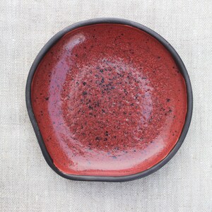 Red Polka Dot Ceramic Spoon Rest Colorful Stoneware Pottery | Etsy