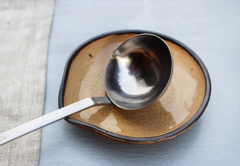 Mustard Yellow Spoon Holder, Ochre Rustic Spoon Rest, Pottery Ceramics ...