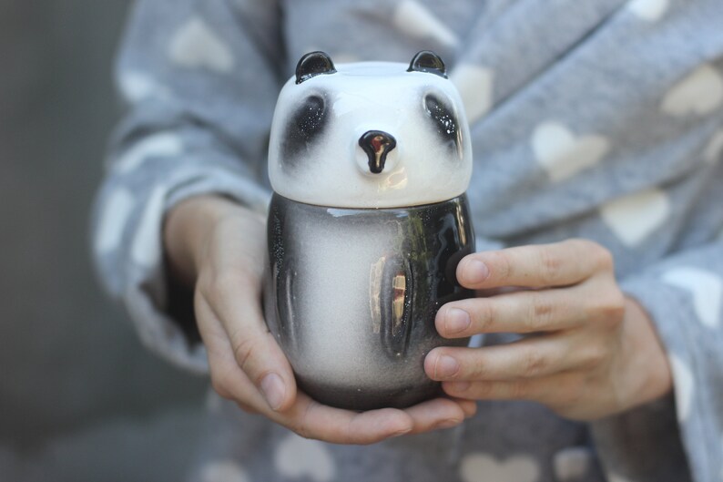 Small Panda Container Funny Ceramic Panda Storage Jar With | Etsy