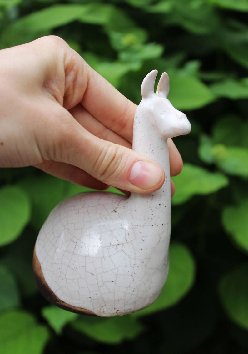 Llama Alpaca Ceramic Figurine Black and White Lama Pottery | Etsy