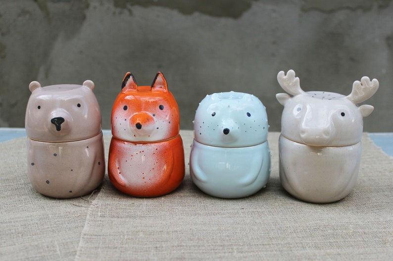 Orange Fox Jar Fox Pottery Container Handmade Sugar Bowl - Etsy