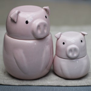 Pig Storage Jar With Lid, Large and Small Pottery Canister, Coffee Tea ...