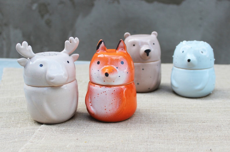 Orange Fox Jar Fox Pottery Container Handmade Sugar Bowl - Etsy