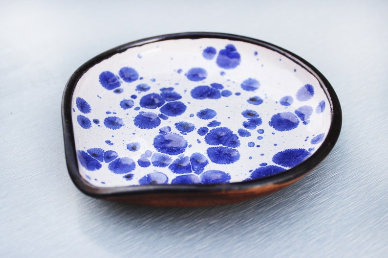 Blue Flowers Spoon Rest Unique Ceramic Spoon Holder White - Etsy