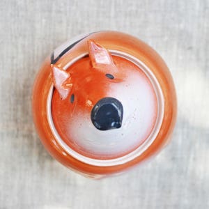 Fox Pottery Jar, Ceramic Canister, Lidded Sugar Bowl, Storage Honey Pot ...