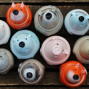 Fox Pottery Jar, Ceramic Canister, Lidded Sugar Bowl, Storage Honey Pot ...